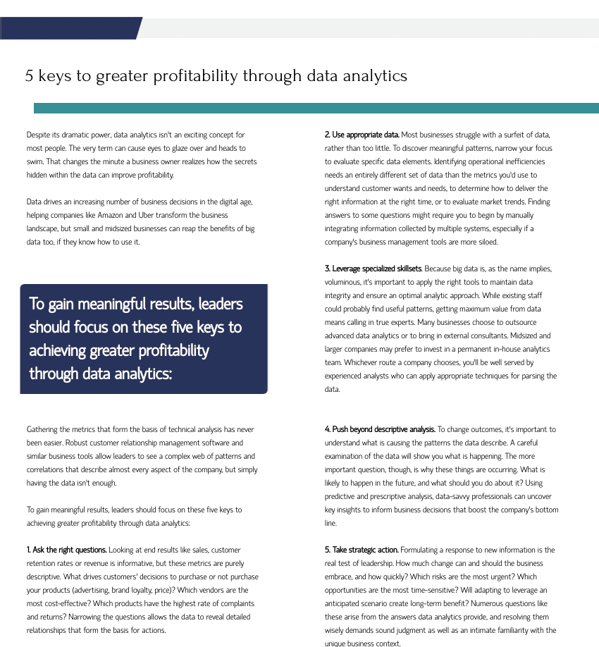 5 Keys To Achieving More Profitability With Data Analytics